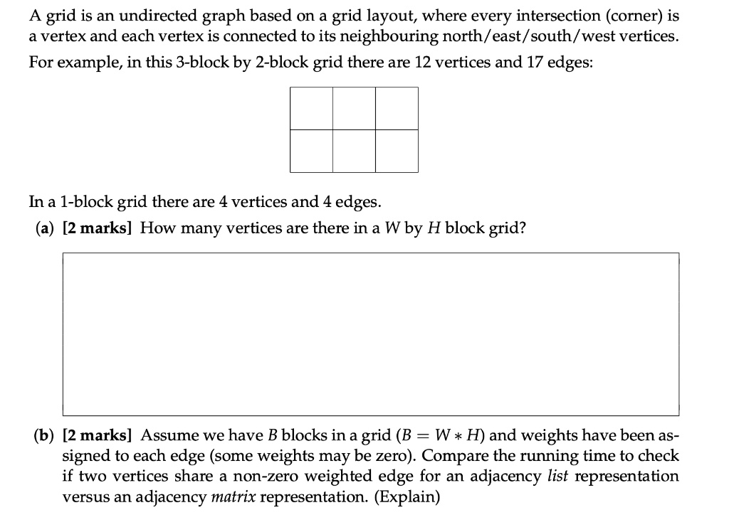 SOLVED: A grid is an undirected graph based on a grid layout, where ...