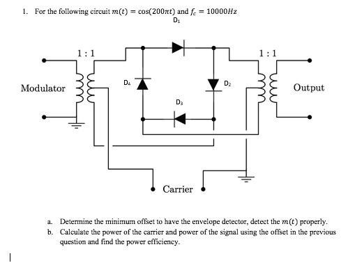 VIDEO solution: For the following circuit, m(t) = cos(200rt) and fe = 10000Hz. 1. Modulator ...