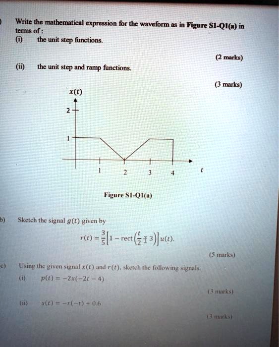 Solved Write The Mathematical Expression For The Waveform As In Figure S1 Q1a In Terms Of The