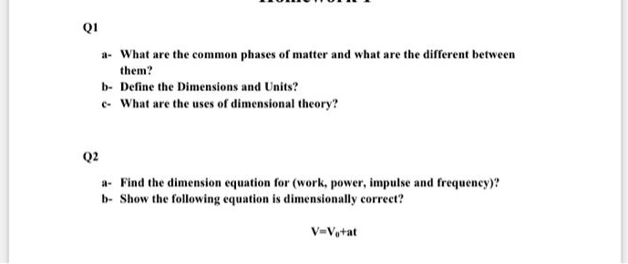Q1 a- What are the common phases of matter and what are the different ...