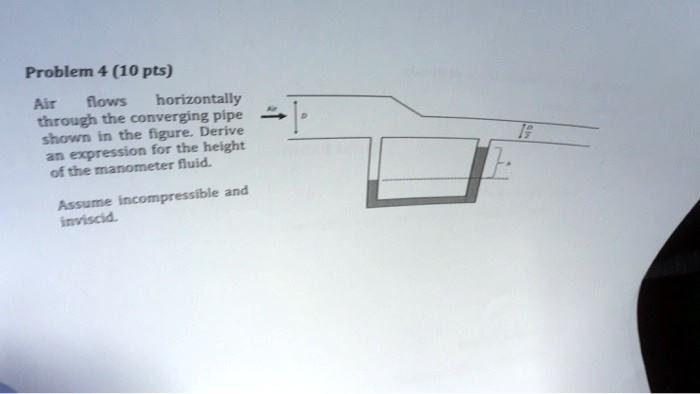 Problem 4 (10 pts) Air flows horizontally through the converging pipe ...