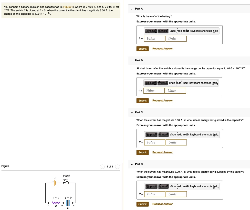SOLVED: You connect battery, resistor; and capacitor a8 in (Figure 1 ... SOLVED: You connect battery, resistor; and capacitor a8 in (Figure 1 ...