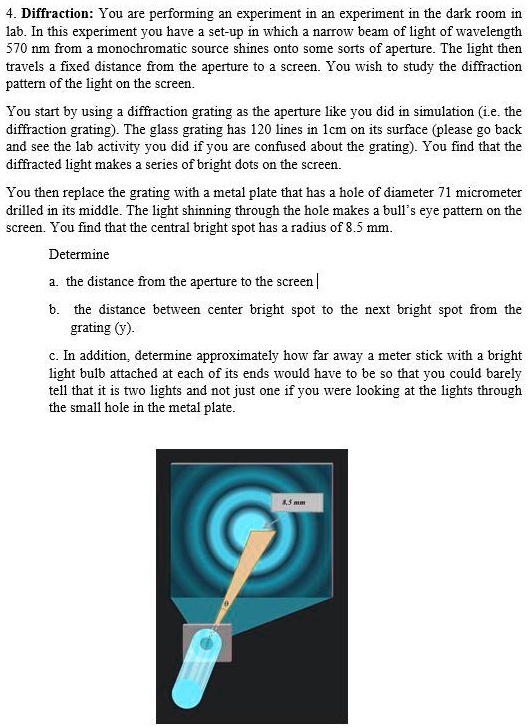SOLVED:Diffraction: You are performing an experiment in an experiment ...