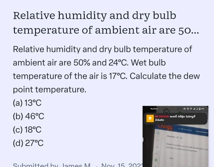 SOLVED: Relative humidity and dry bulb temperature of ambient air are ...
