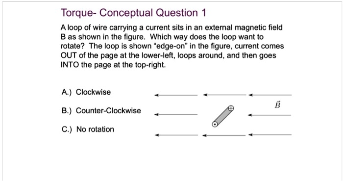 torque conceptual question 1 a loop of wire carrying a current sits in ...