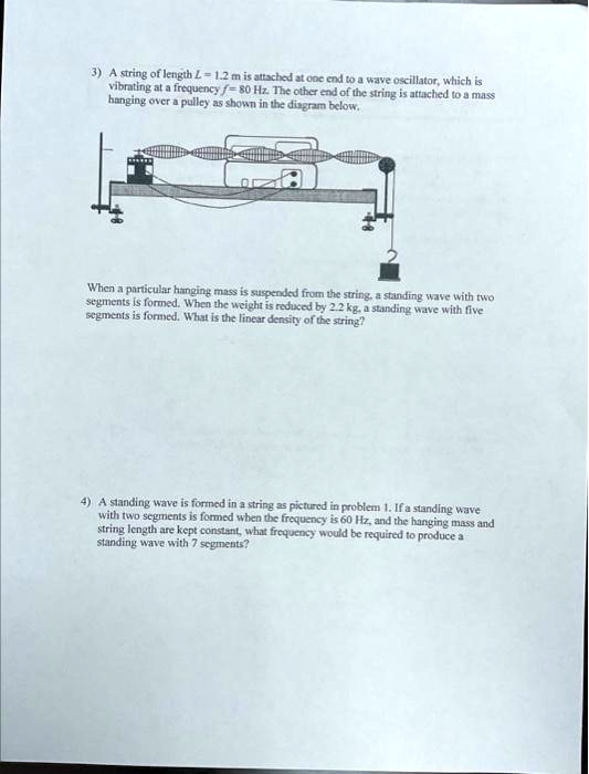 SOLVED: A string of length L = 1.2 m is attached at one end to a wave oscillator, which is ...