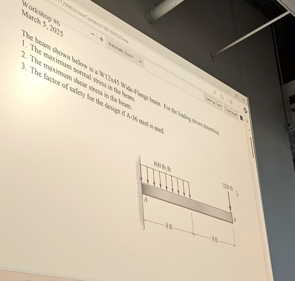 workshop 6 march 5 2025 the beam shown below is a w12x45 wide flange ...