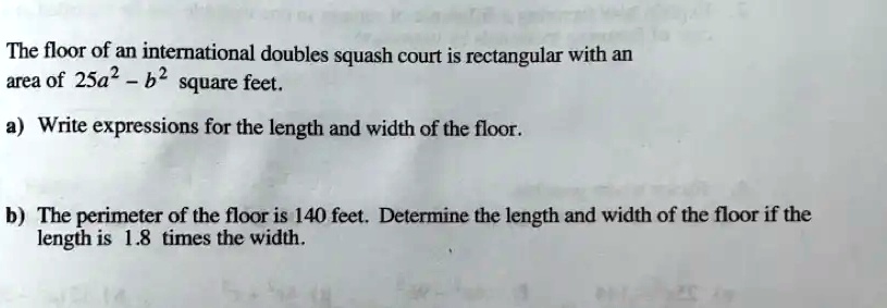 The floor of an international doubles squash court is rectangular with ...