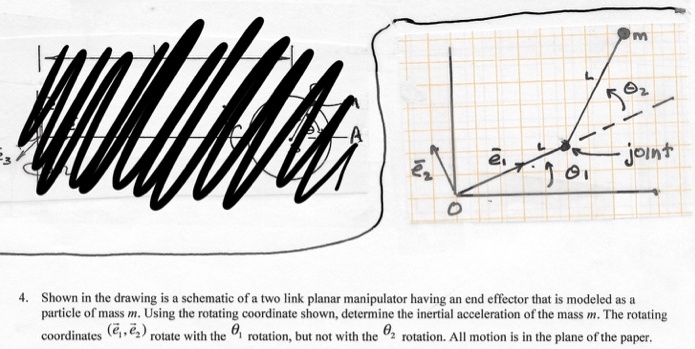 4. Shown in the drawing is a schematic of a two link planar manipulator ...
