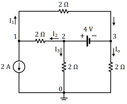 SOLVED: Calculate node current 𝐼𝑜 in the circuit given in the figure byusing the voltage method ...