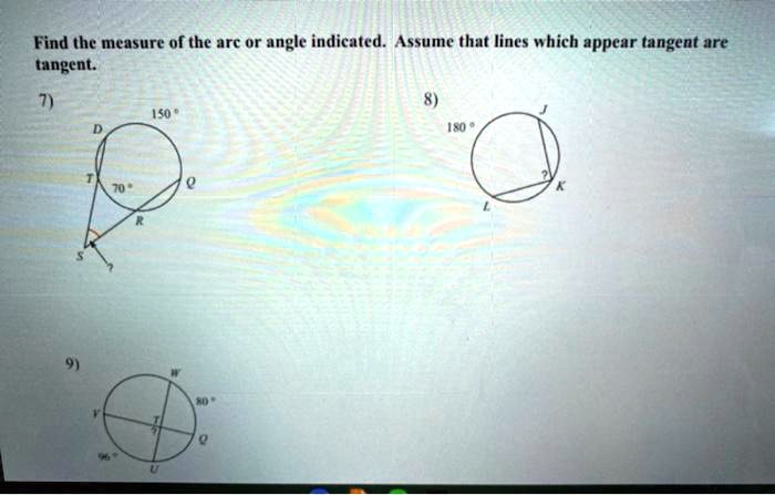 SOLVED: Find the measure of the arc or angle indicated. Assume that ...