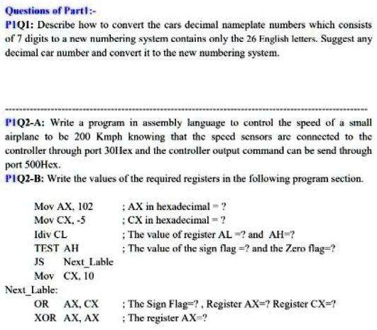 VIDEO solution: Questions of Part I - PIQI: Describe how to convert the car's decimal nameplate ...