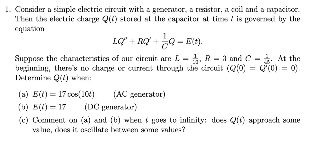 SOLVED: Consider a simple electric circuit with a generator, a resistor ...