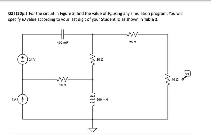 SOLVED: w = 2 rad/s. Please use LTspice. Q2) (30p.) For the circuit in Figure 2, find the value ...