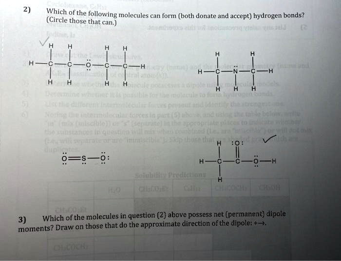 SOLVED: Which of the following' molecules can form (both donate and ...
