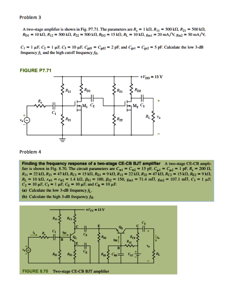 Problem 3 A two-stage amplifier is shown in Fig. P7.71. The parameters are R1 = 1 kÎ©, R2 = 500 ...