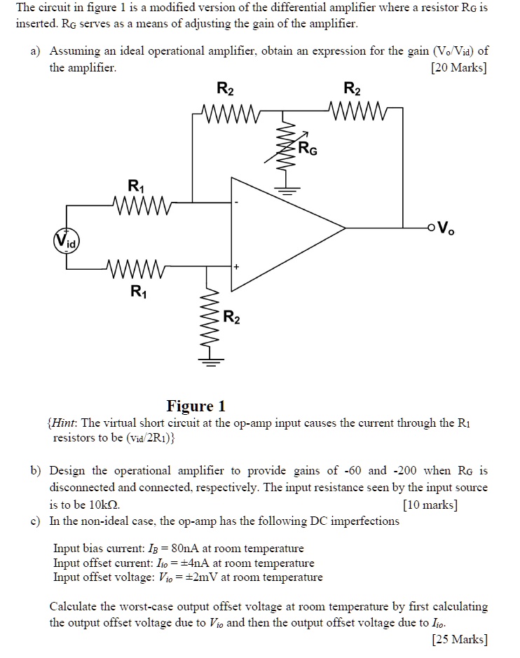 SOLVED: Need help with part C. The circuit in figure l is a modified version of the differential ...