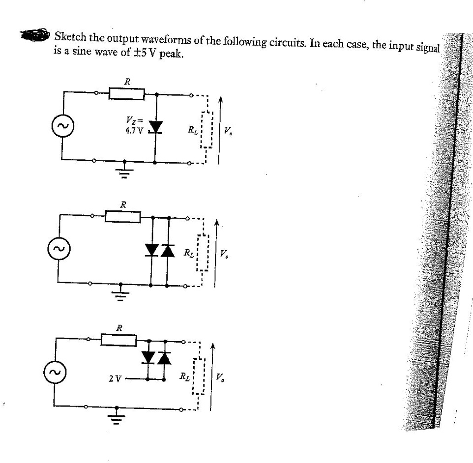 Sketch The Output Waveforms Of The Following Circuits In Each Case