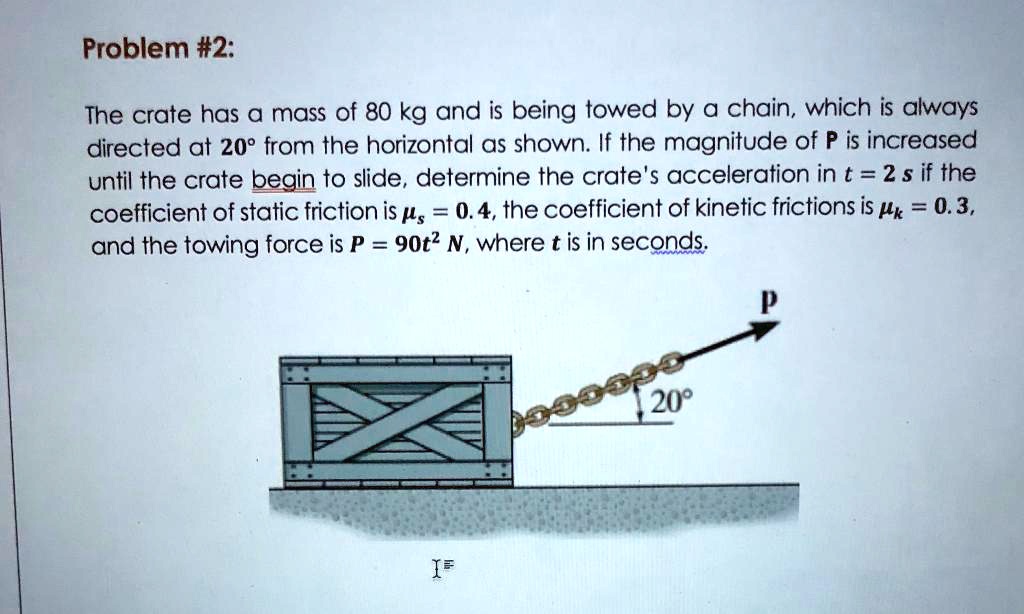 SOLVED: The crate has a mass of 80 kg and is being towed by a chain, which is always directed at ...