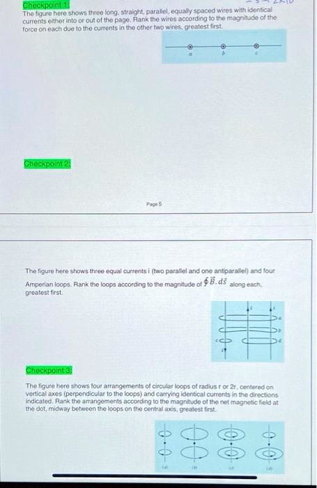 SOLVED: Checkpointi The figure here shows three long.straight parallel equally spaced wires with ...
