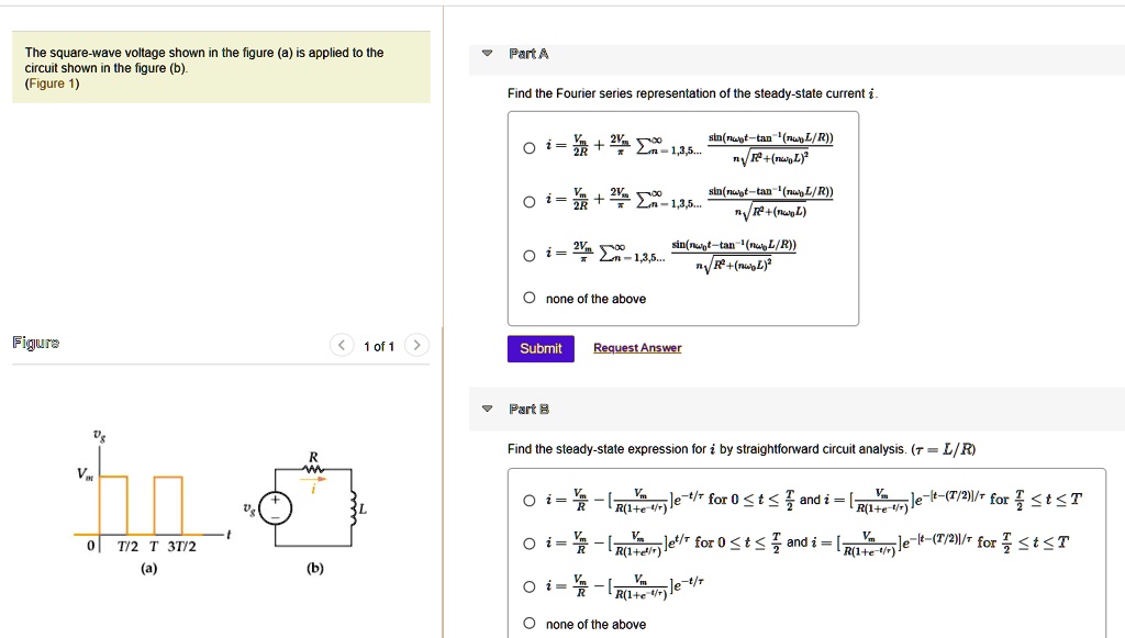 SOLVED: The square-wave voltage shown in the figure (a) is applied to the circuit shown in the ...
