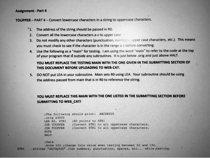 Solved Assignment Part 4 Toupper Part 4 Convert Lowercase Characters In A String To Uppercase