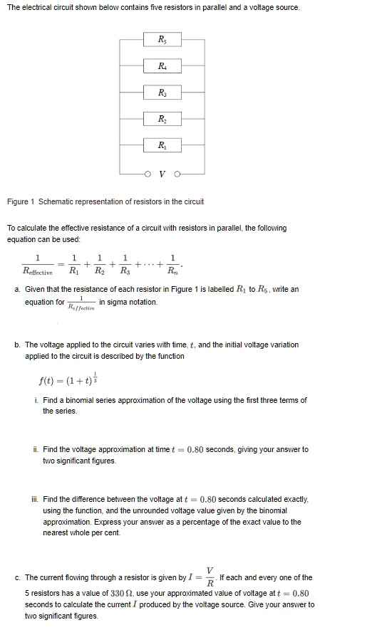 The electrical circuit shown below contains five resistors in parallel ...