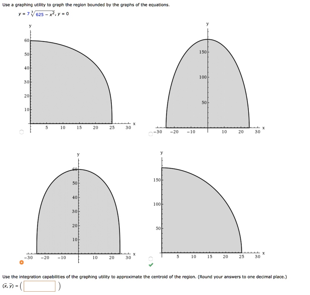 Use a graphing utility to graph the region bounded by the graphs of the ...