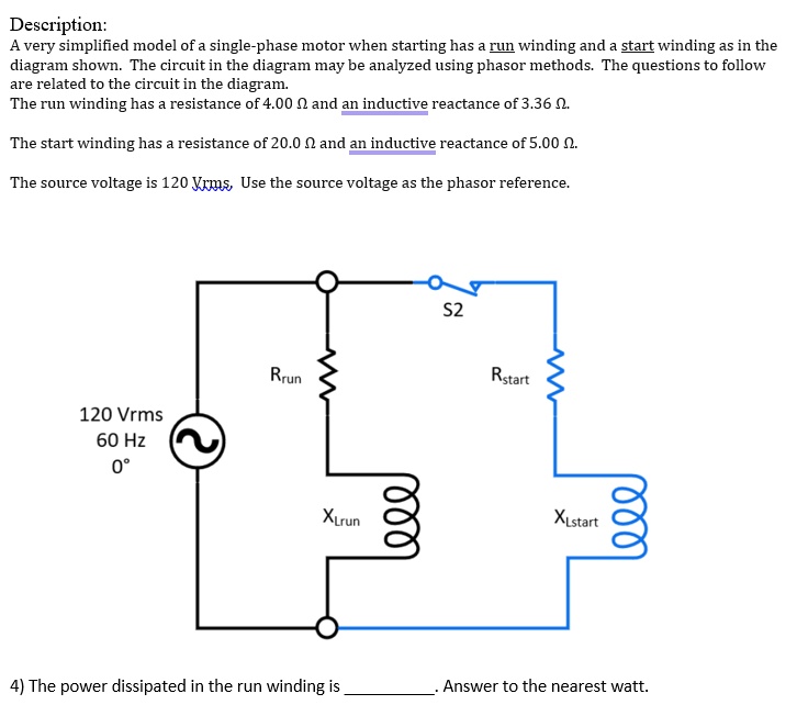 SOLVED: Description: A very simplified model of a single-phase motor when starting has two ...