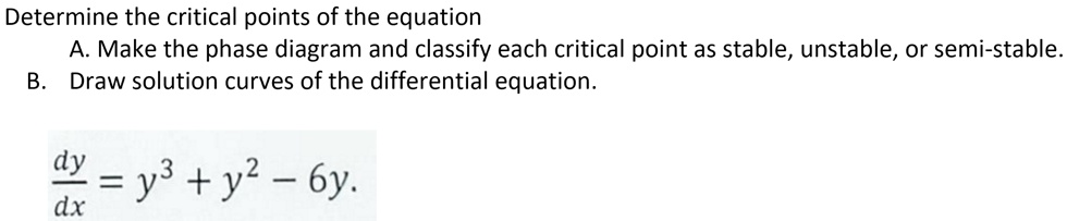 Determine the critical points of the equation A. Make the phase diagram ...