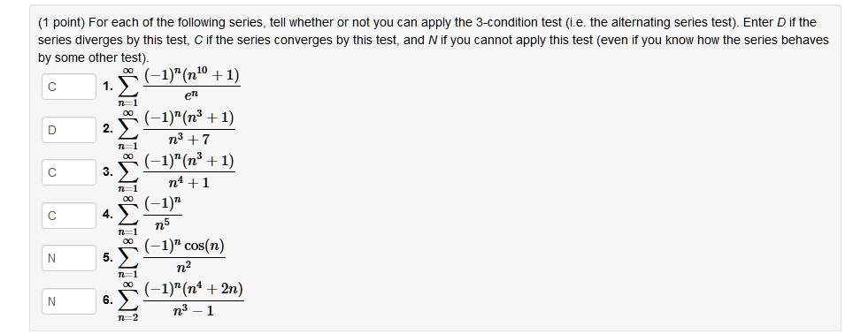 point for each of the following series tell whether or not you can ...