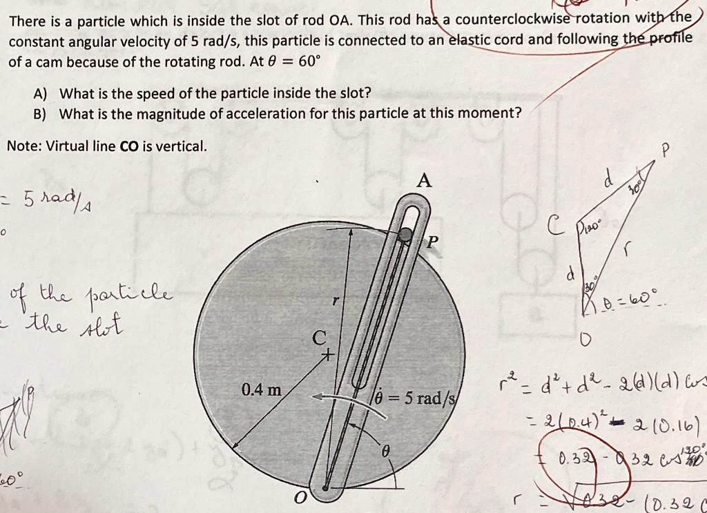 SOLVED: There is a particle which is inside the slot of rod OA. This rod has a counterclockwise ...