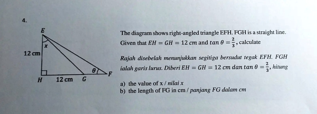 the diagram shows right angled triangle efh fgh is a straight line ...