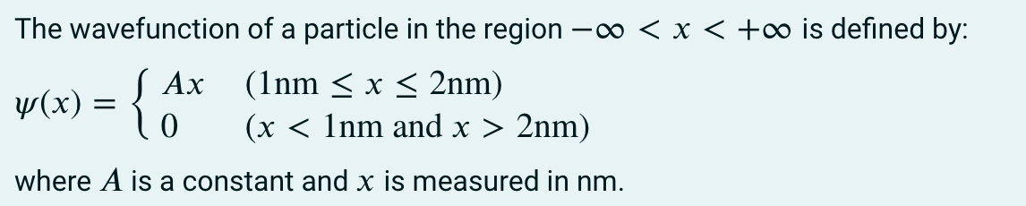 The wavefunction of a particle in the region -∞
