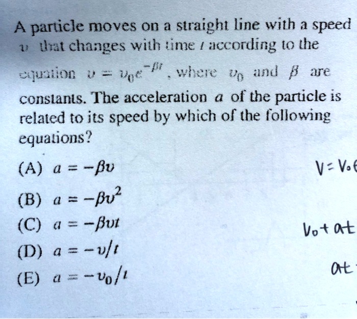 SOLVED: A particle moves on a straight line with a speed that changes ...