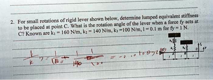 SOLVED: For small rotations of the rigid lever shown below, determine ...