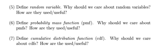 SOLVED: Define random variable. Why should we care about random ...