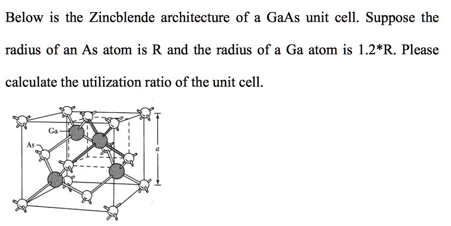 SOLVED: Below is the Zincblende architecture of a GaAs unit cell ...