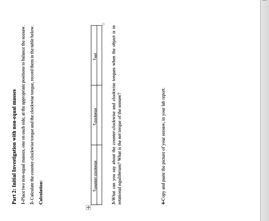 SOLVED: zau2 Part 2: Initial Investigation with non-equal masses 2- Calculate the counter ...