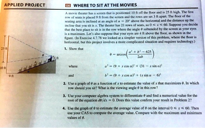 APPLIED PROJECT CAS WHERE TO SIT AT THE MOVIES A movie theater has a ...