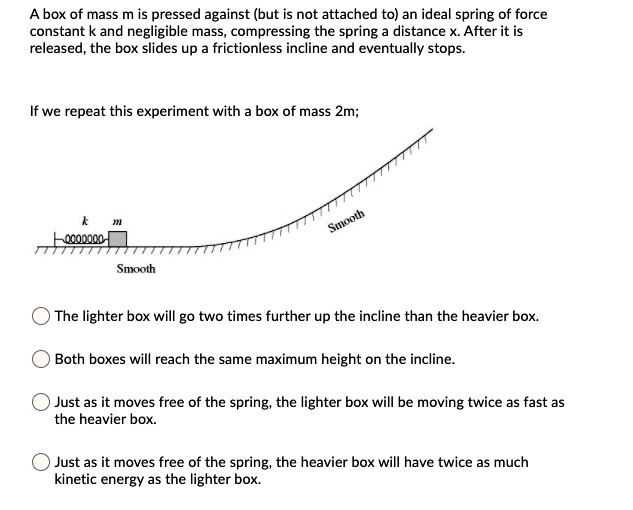 SOLVED: A box of mass m is pressed against (but is not attached to) an ...