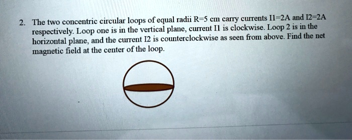 2. The two concentric circular loops of equal radii R=5 cm carry ...