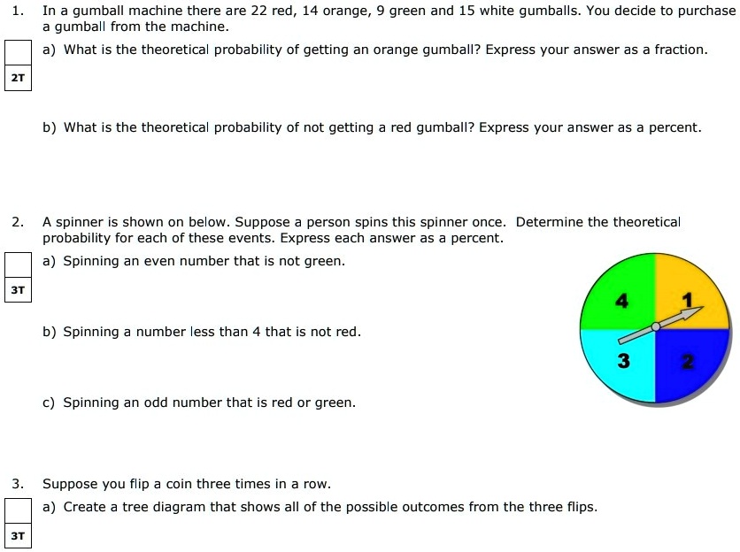 SOLVED: In a gumball machine there are 22 red 14 orange, 9 green and 15 ...