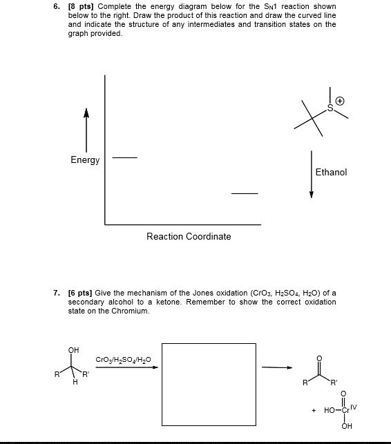 6. [8 pts] Complete the energy diagram below for the SN1 reaction shown ...