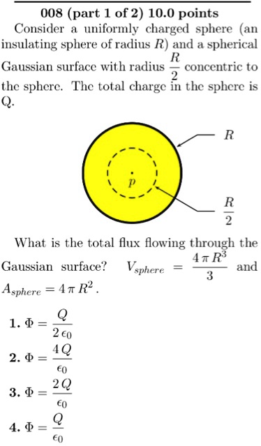 SOLVED: Consider a uniformly charged sphere (an insulating sphere of ...
