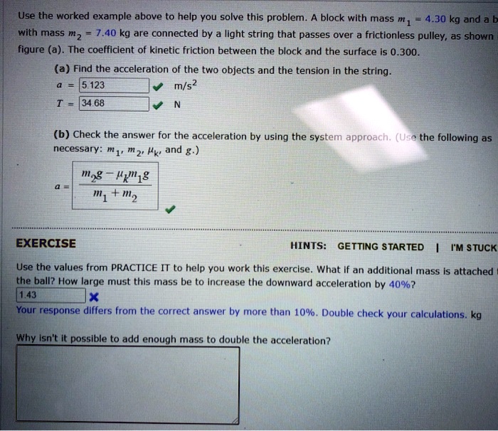 SOLVED: Use the worked example above to help you solve this problem _ block with mass m1 4.30 kg ...
