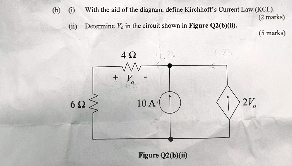 SOLVED: (b) (i) With the aid of the diagram, define Kirchhoff's Current ...