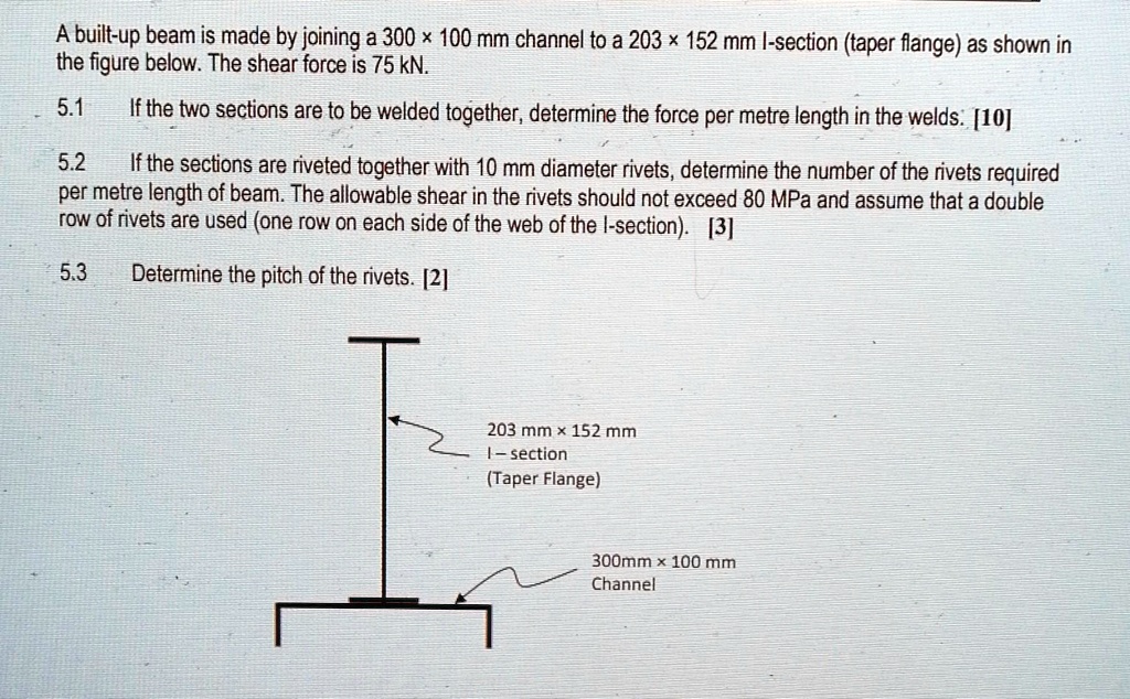 A built-up beam is made by joining a 300 x 100 mm channel to a 203 x ...