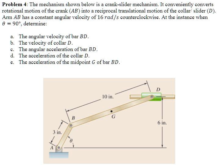 VIDEO solution: Problem 4: The mechanism shown below is a crank-slider mechanism. It ...