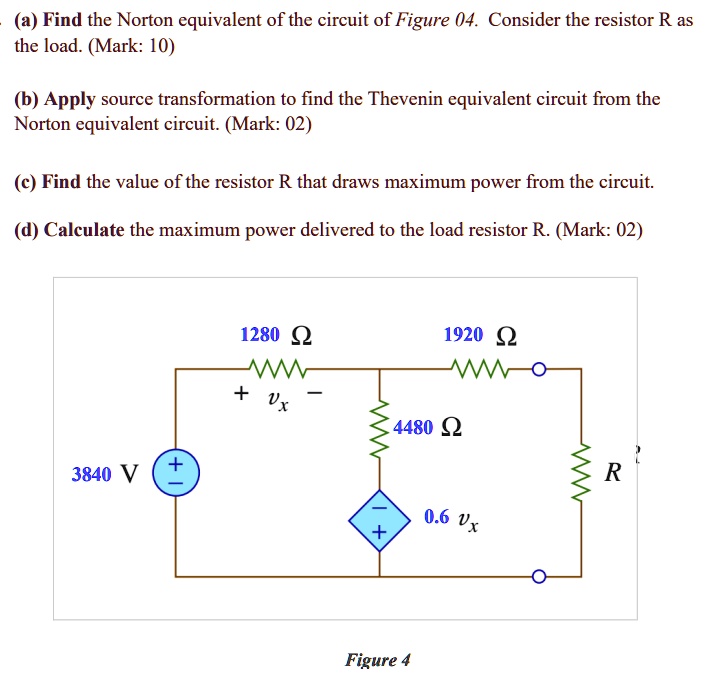 SOLVED: (a) Find the Norton equivalent of the circuit of Figure 04. Consider the resistor R as ...